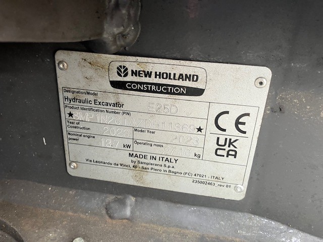 NEW HOLLAND E25D EXCAVATOR - Francis Bugler Ltd